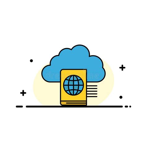 Cloud Reading Folder Upload Business Flat Line Filled Icon Vector