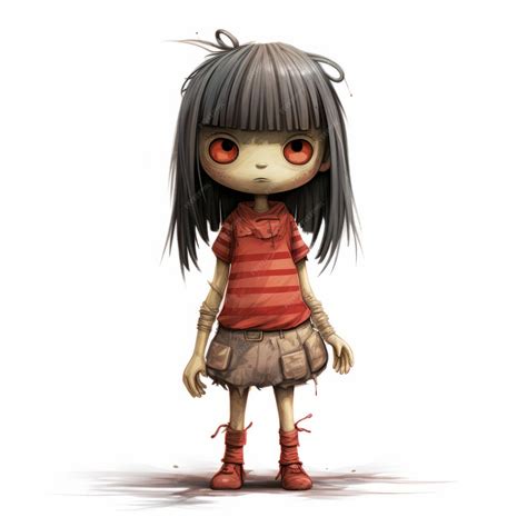 2d Momo An Animated Cute Girl Character In Macabre Realism Style