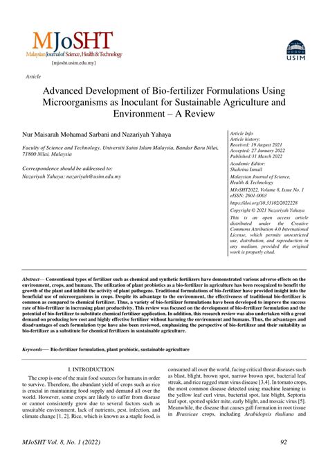 Pdf Advanced Development Of Bio Fertilizer Formulations Using