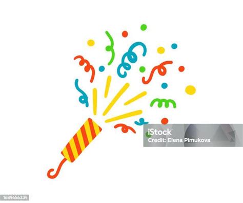 폭발하는 파티 포퍼 알록달록한 색종이 조각이 있는 크래커 축제 폭죽 아이콘입니다 터지는 리본 색종이 크리스마스 생일을 축하하기 위한 크래커 흰색 배경에 분리된 벡터 그림