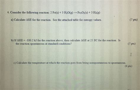 Solved 4 Consider The Following Reaction 2 Fe S 3