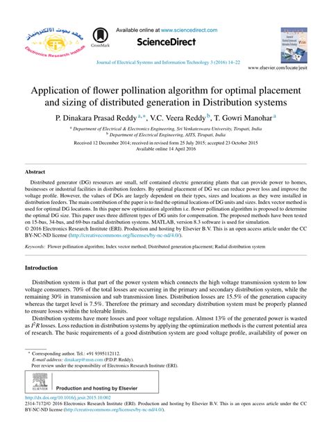 pdf application of flower pollination algorithm for optimal placement