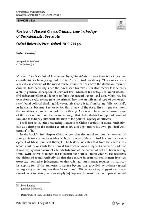 Pdf Review Of Vincent Chiao Criminal Law In The Age Of The