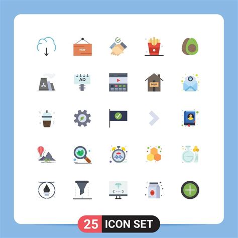 Mobile Interface Flat Color Set Of 25 Pictograms Of Egg Food Product Eat Work Editable Vector