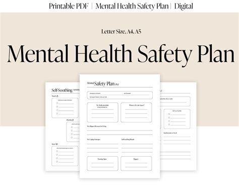 Mental Health Safety Plan Printable Digital Self Care Planner Safety