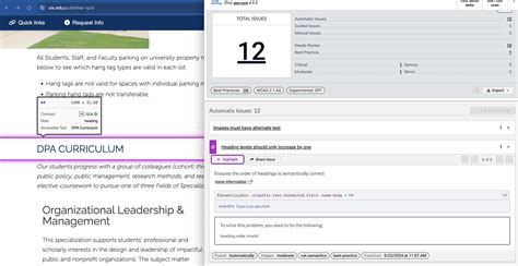 How To Use Deque Axe Devtools Extension University Of Illinois Springfield