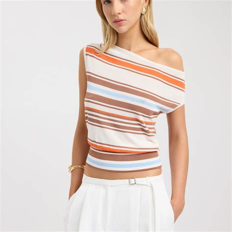 Skye Stripe Off Shoulder Top Usa KookaÏ