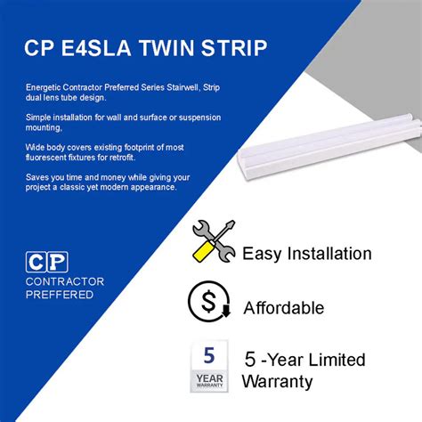 Energetic Lighting 2ft Twin Tube Led Shop Light Dimmable Linear Fixture Damp Rated Ul Listed