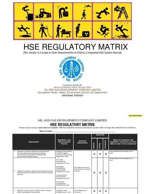 Ogdcls Regulatory Matrix Rev04 Pdf Environmental Impact