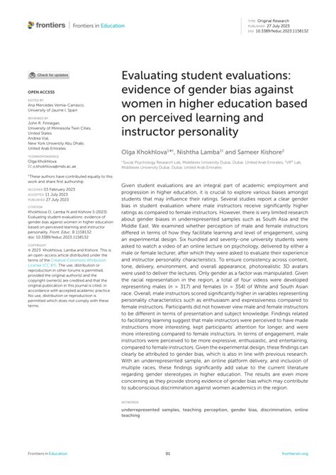 PDF Evaluating Babe Evaluations Evidence Of Gender Bias Against Women In Higher Education