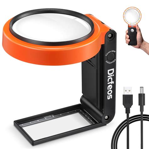 Dicfeos 30x 40x Magnifying Glass With Light And Stand Folding Design