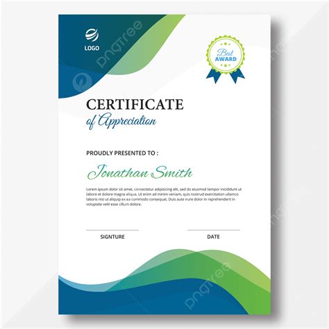 Vertical Abstract Waves Certificate Template Template Download On Pngtree