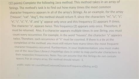 Solved 12 Points Complete The Following Java Method This