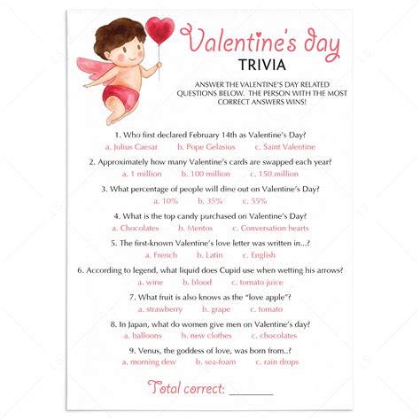 Printable Valentine Trivia And Answers Free Printables
