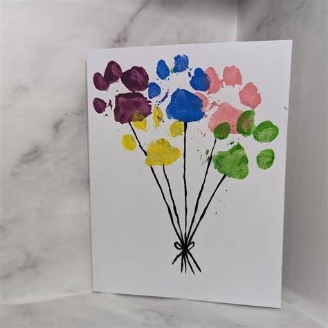 Paw Print Greeting Card Balloon Bouquet Etsy Dog Paw Print Art