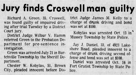 Chester W Kobylas Pleads Innocent To Drunk Driving 1975 ™