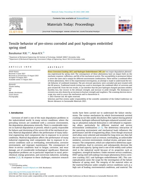 Tensile Behavior Of Pre Stress Corroded And Post Hydrogen Embrittled