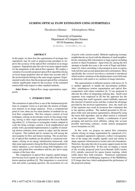 Pdf Guiding Optical Flow Estimation Using Superpixels