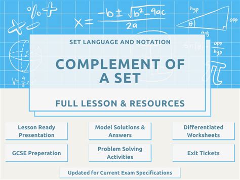 Complement Of A Set Full Lesson With Differentiated Resources Teaching Resources