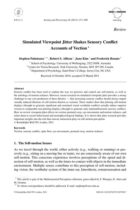 Pdf Simulated Viewpoint Jitter Shakes Sensory Conflict Accounts Of