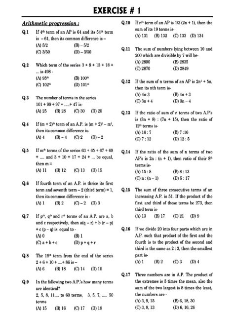 Sequence And Series Assignment 1672592927810 Pdf