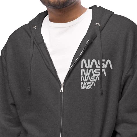 Nasa Logotype Embroidered Zip Up Hoodie Fultons Playing Cards