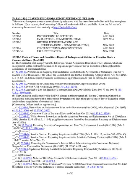 Fillable Online Clauses Incorporated By Reference Far 52252 2 Fax
