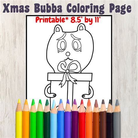 Xmas Bubba Coloring Page Cute Coloring Page Kawaii Bear Coloring Page Etsy Australia