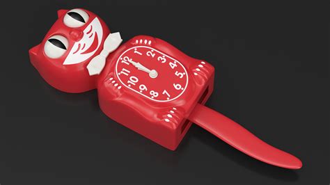 Retro Wall Clock Red Cat 3d Model 39 3ds Blend C4d Fbx Max Ma