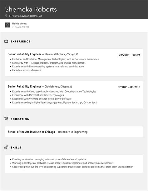 Senior Reliability Engineer Resume Samples Velvet Jobs Senior Reliability Engineer Resume Samples Velvet Jobs