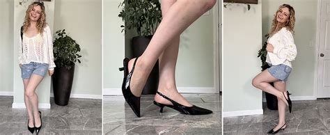 Jenn Ardor Black Slingback Kitten Heels Low Heeled Dressy Kitty For Women Going Out