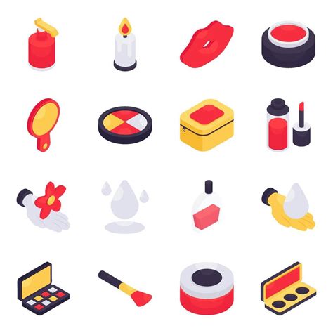 Set Of Makeup Products Isometric Icons 37472752 Vector Art At Vecteezy