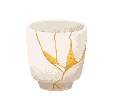 Pote De Cerâmica Chinesa Reparado Com A Técnica Kintsugi Arte De