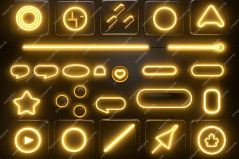 Premium Photo Game Stream Overlay Yellow Neon Ui Frame Buttons