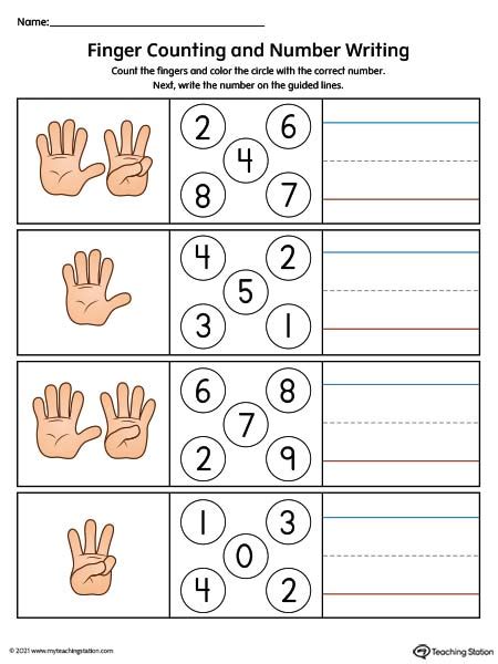 Number Finger Counting Printable Puzzle Color
