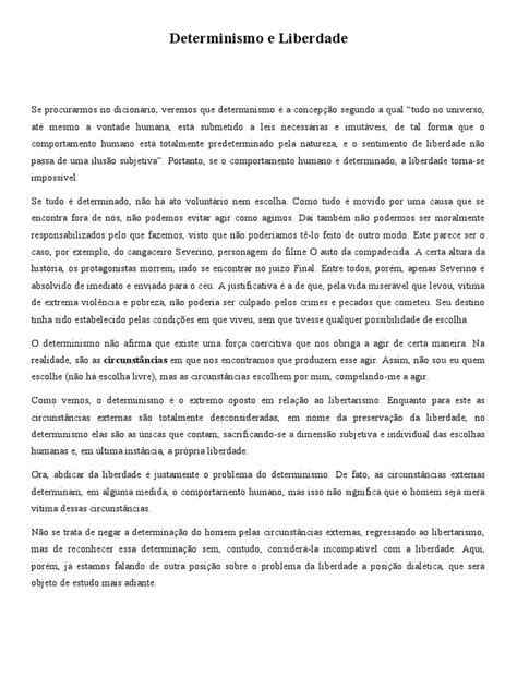 Determinismo E Liberdade Pdf Liberdade