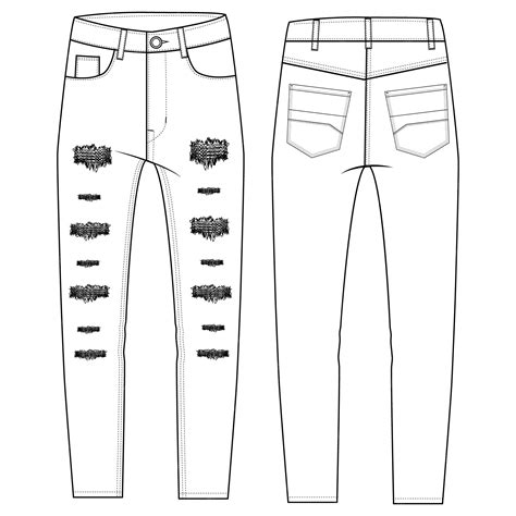 Premium Vector Mens Granding Jeans Pant Vector Fashion Flat Sketch