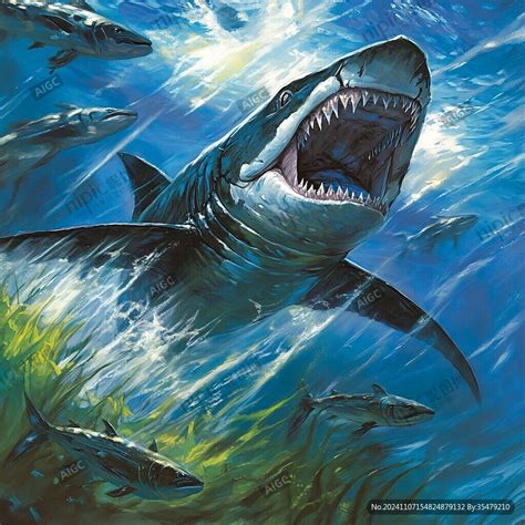 Ai创作图巨齿鲨插图 旋齿鲨插画 史前狂鲨 海洋鲨鱼3d画 3d鲨鱼立体画 鲨鱼3d画 大白鲨立体画 鲨鱼立体画 卡通鲨鱼立体画 大白鲨3d