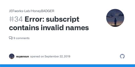 error subscript contains invalid names · issue 34 · jefworks lab