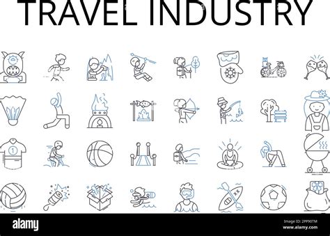 Travel Industry Line Icons Collection Tourism Hospitality Industry