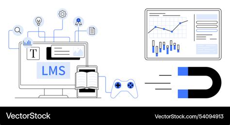 computer screen with lms platform controller vector image