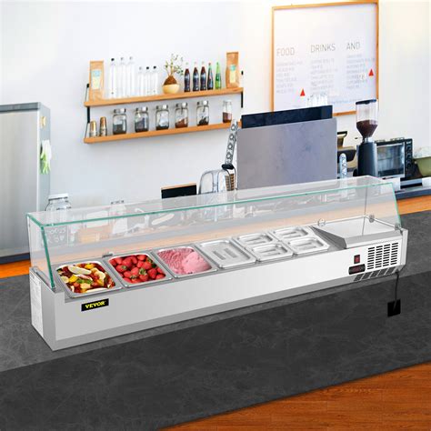 Vevor Refrigerated Condiment Prep Station 60 Inch 168qt Sandwich Prep Table W 4 13 Pans And 4