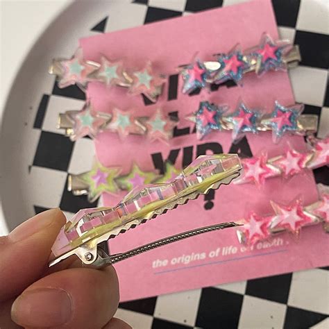 4종 Y2k 별 키치 반짝 유니크 헤어핀 포인트 머리핀