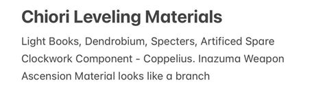 Chiori Leveling Materials Via Foul R Genshin Impact Leaks