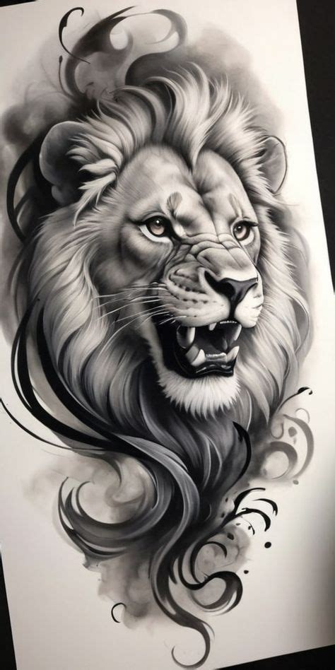 Lion Tattoo Design Detailed Lion Tattoo Design Lion Tattoo Art Style