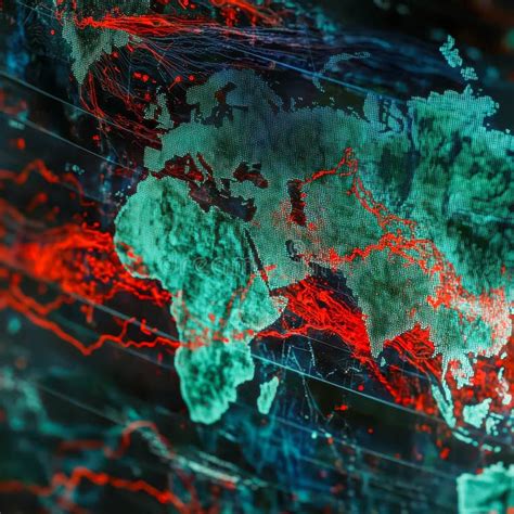 Abstract Digital Map With Glowing Effects And Data Visualization Stock