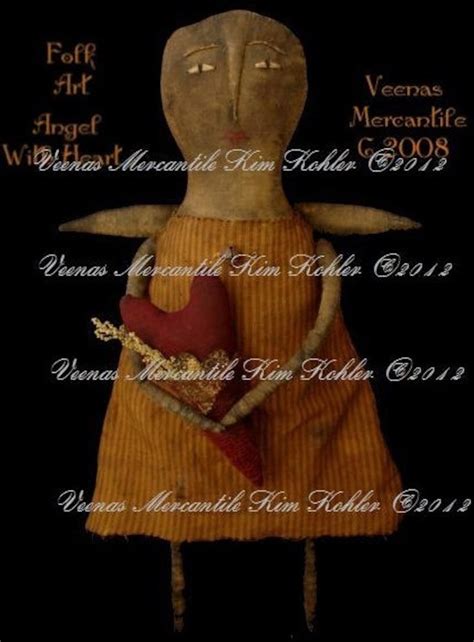 Instant Download Angel Doll Pattern Primitive Digital Heart Valentine E Patterns Pdf Fabric