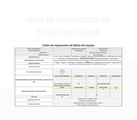 Plantilla De Formato Excel Formulario De Registro De Fallas Y