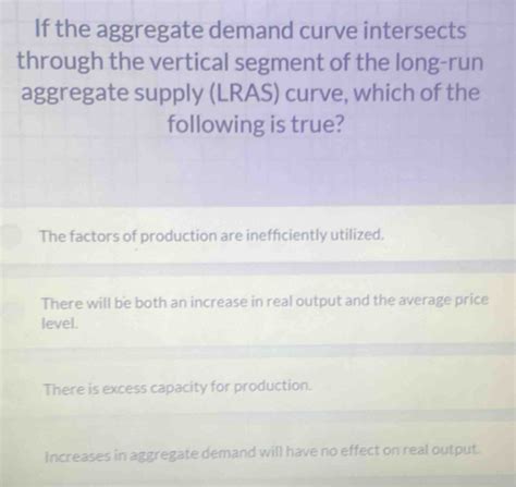 Solved If The Aggregate Demand Curve Intersects Through The Vertical Segment Of The Long Run