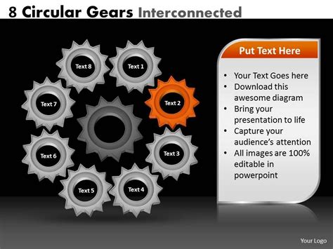 Circular Gears Interconnected PowerPoint Templates Designs PPT Slide Examples